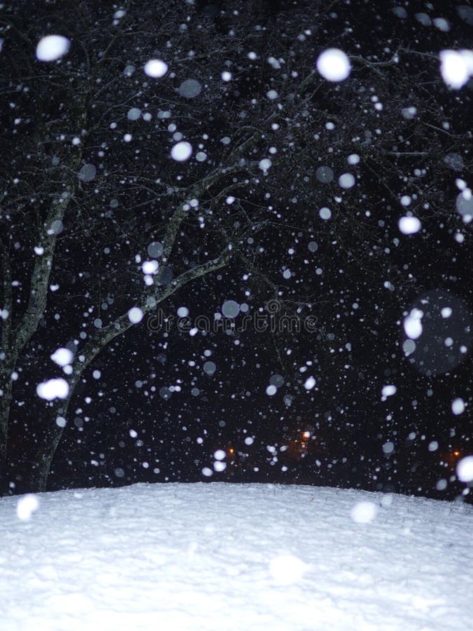 Snowfall in the City at Night Stock Photo - Image of night, festive ...