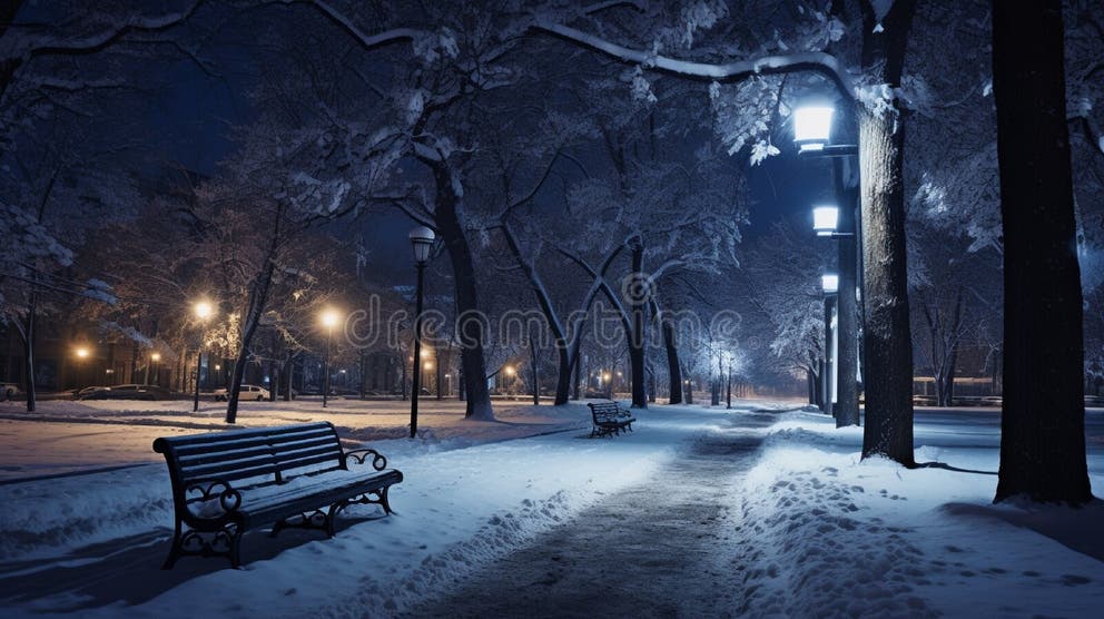 Snowfall night stock illustration. Illustration of branch - 294483339