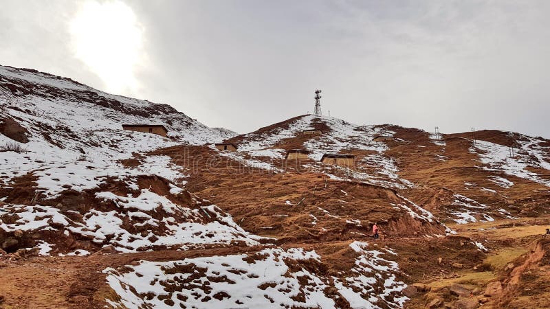 Snowfall at Patnitop stock image. Image of texture, white - 207138563
