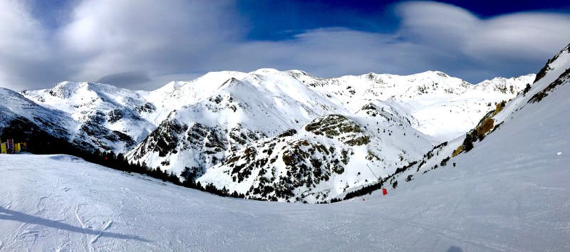 Snowfall in the Pyrenees stock image. Image of intense - 146074515