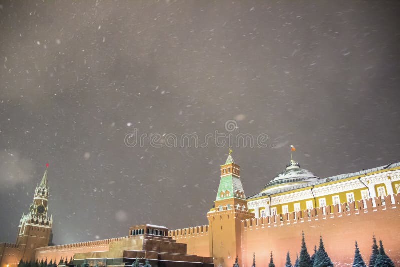 Snowfall on Red Square, Winter in Moscow, Winter in Red Square Stock ...