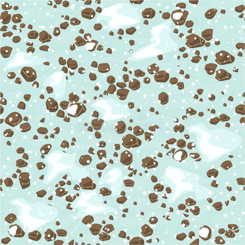 Snowfall Seamless Texture with Small Stones. Cartoon Snow Covered ...