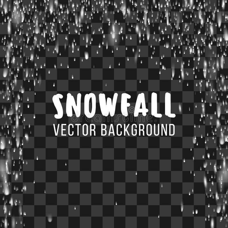 Snowfall on the Transparent Background. Vector Abstract Template Stock ...