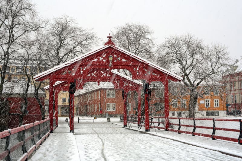 Snowfall in Trondheim , Norway Stock Image - Image of norway, norwegian ...