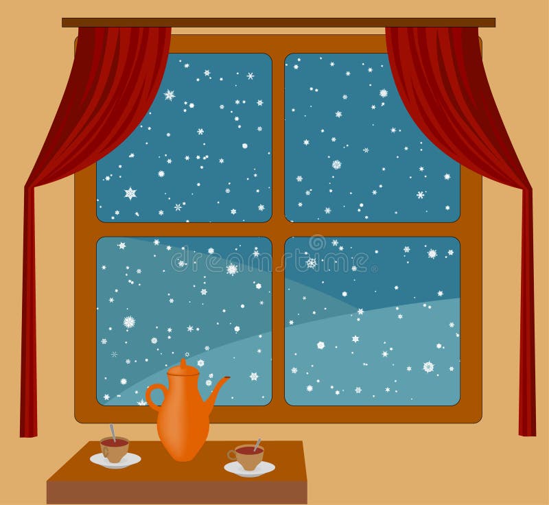 Snowfall and warm room stock vector. Illustration of christmas - 12828732