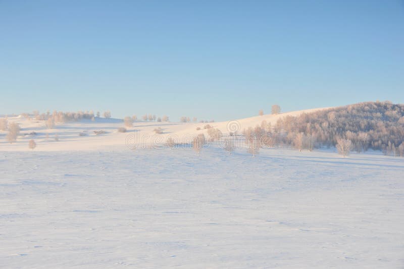 Snowfield stock photo. Image of iced, sunny, snow, valliage - 79226546