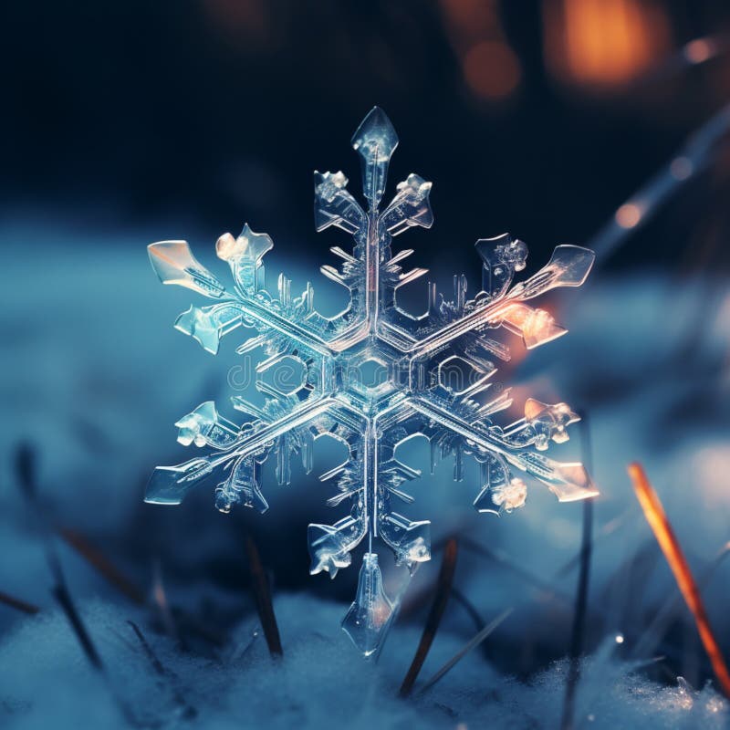 AI-generated Illustration of a Snowflake Resting on a Bed of Snow Stock ...