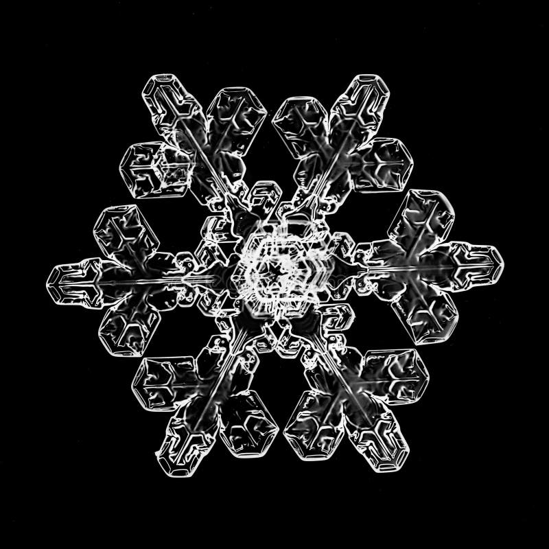 Snowflake on Black Background Stock Image - Image of beautiful, icon ...