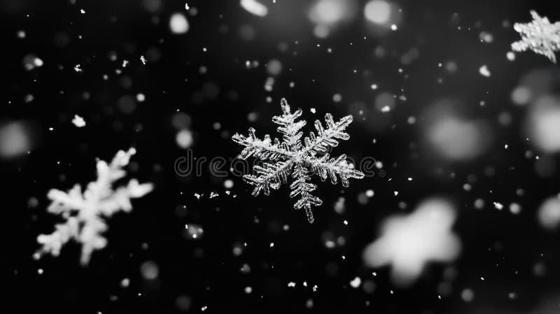 Snowflake in Black and White Stock Image - Image of precipitation ...
