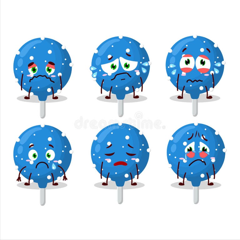 Snowflake Blue Candy Cartoon Character with Sad Expression Stock Vector ...