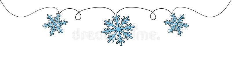 Snowflake Border Continuous Single Line Drawing, Snowflake Border ...