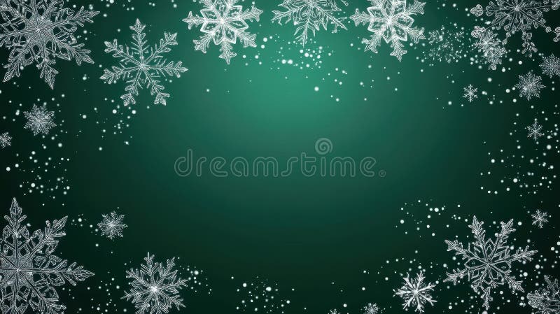Snowflake Border on Festive Green Background for Holiday Design Stock ...