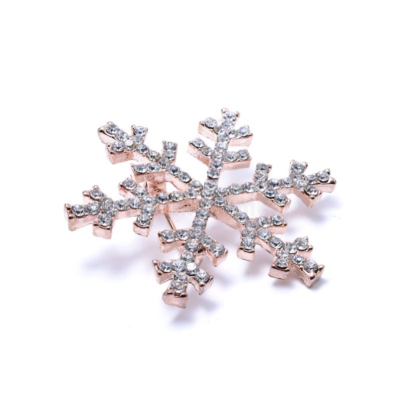 Snowflake Brooch Isolated on White Stock Photo - Image of fashionable ...