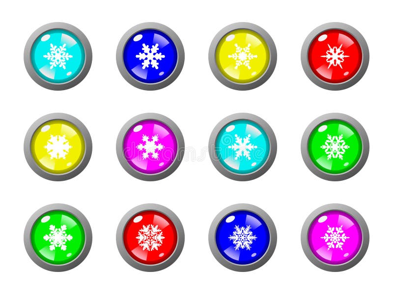 Snowflake buttons. stock vector. Illustration of internet - 12166082