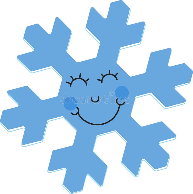 Snowflake Cartoon Smiling. Plain Blue Character Isolated Stock Vector ...