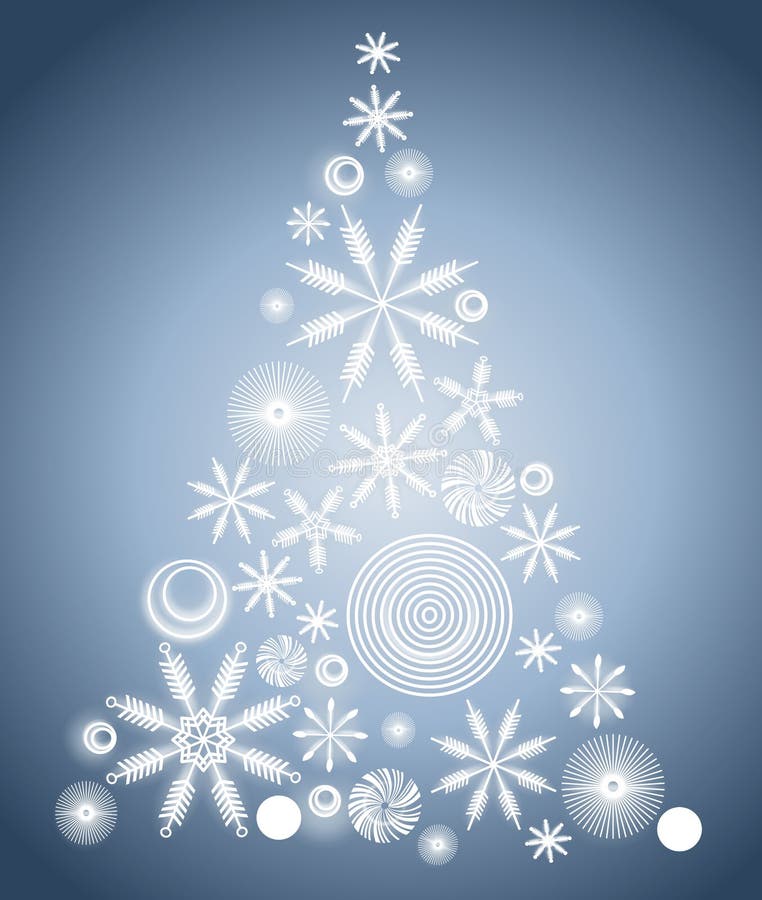 Snowflake Christmas Tree Blue Stock Illustration - Illustration of ...