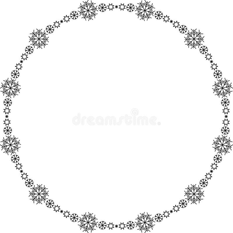 Snowflake Circle Frame. Winter Snowflake Round Border Stock Vector ...