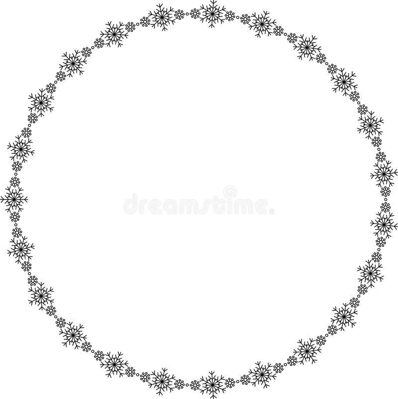 Snowflake Circle Frame. Winter Snowflake Round Border Stock Vector ...