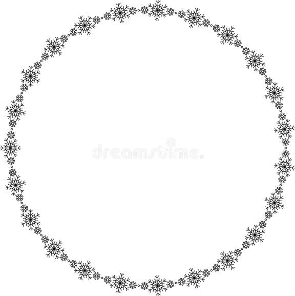 Snowflake Circle Frame. Winter Snowflake Round Border Stock Vector ...