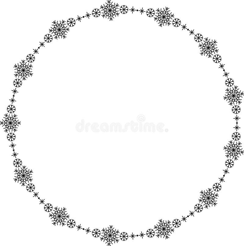 Snowflake Circle Frame. Winter Snowflake Round Border Stock Vector ...