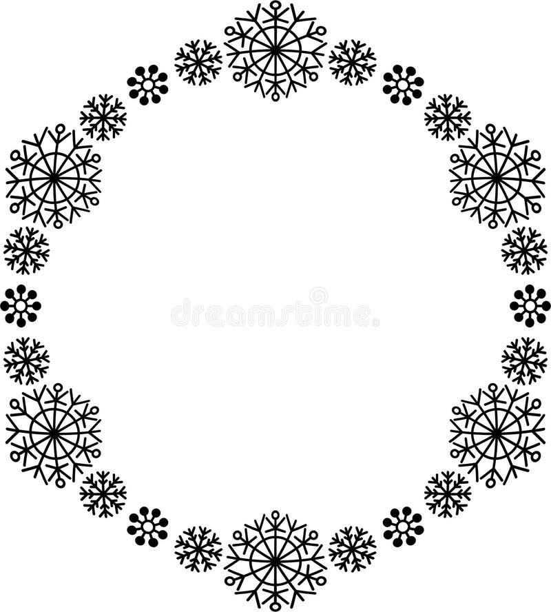 Snowflake Circle Frame. Winter Snowflake Round Border Stock Vector ...