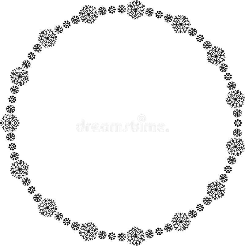 Snowflake Circle Frame. Winter Snowflake Round Border Stock Vector ...