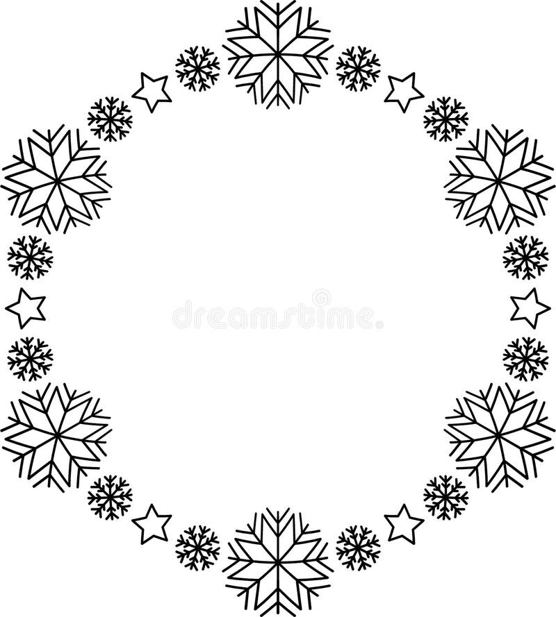 Snowflake Circle Frame. Winter Snowflake Round Border Stock Vector ...