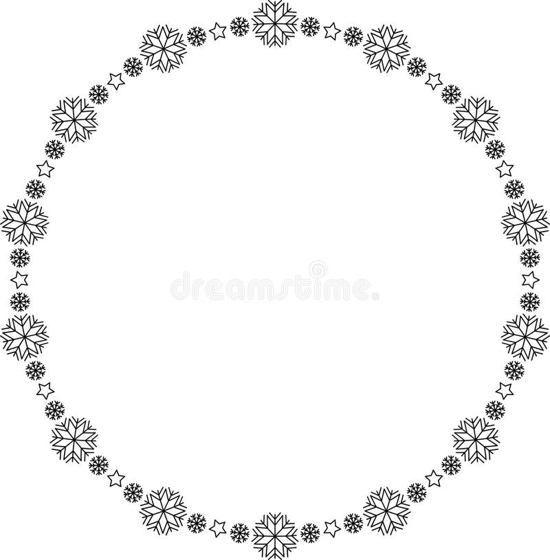 Snowflake Circle Frame. Winter Snowflake Round Border Stock Vector ...