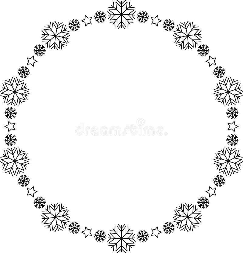 Snowflake Circle Frame. Winter Snowflake Round Border Stock ...