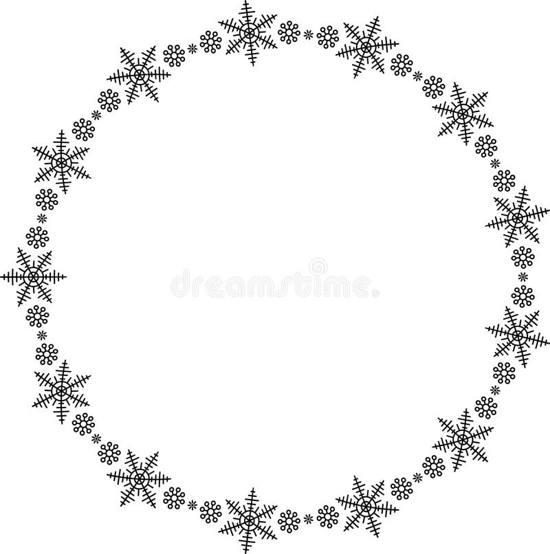 Snowflake Circle Frame. Winter Snowflake Round Border Stock ...