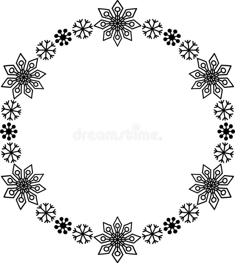Snowflake Circle Frame. Winter Snowflake Round Border Stock Vector ...