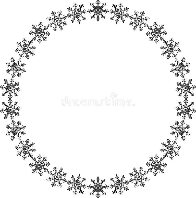 Snowflake Circle Frame. Winter Snowflake Round Border Stock ...