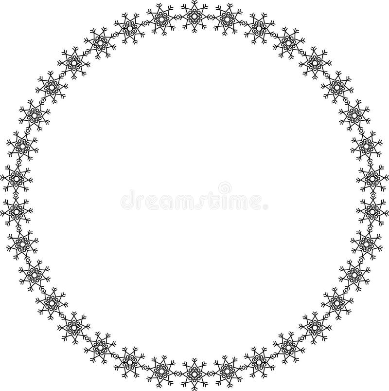 Snowflake Circle Frame. Winter Snowflake Round Border Stock Illustration - Illustration of ...