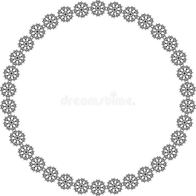 Snowflake Circle Frame. Winter Snowflake Round Border Stock ...