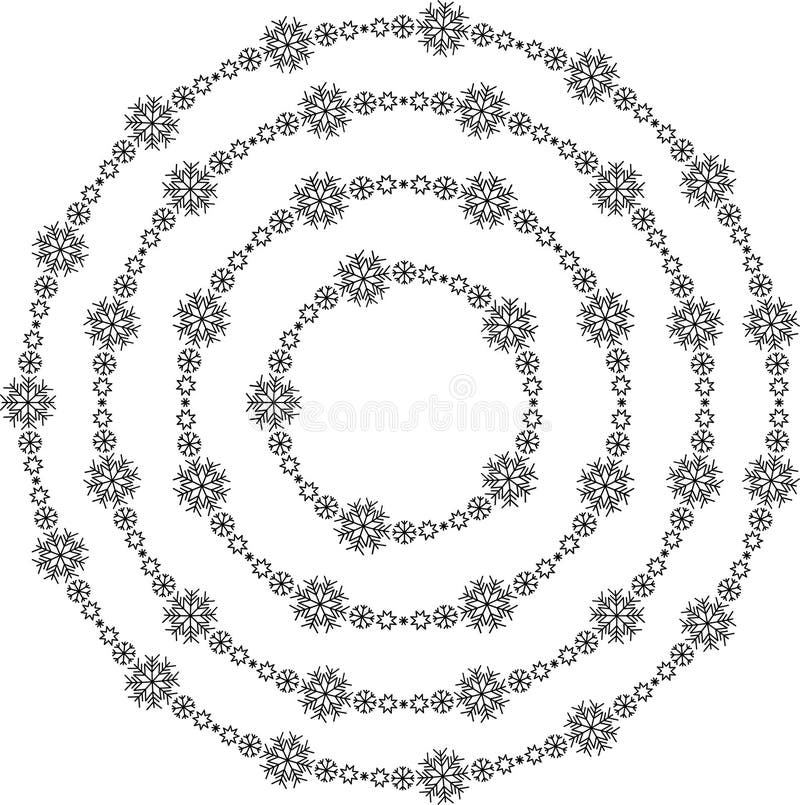 Snowflake Circle Frames Set. Winter Snowflake Round Border Collection ...