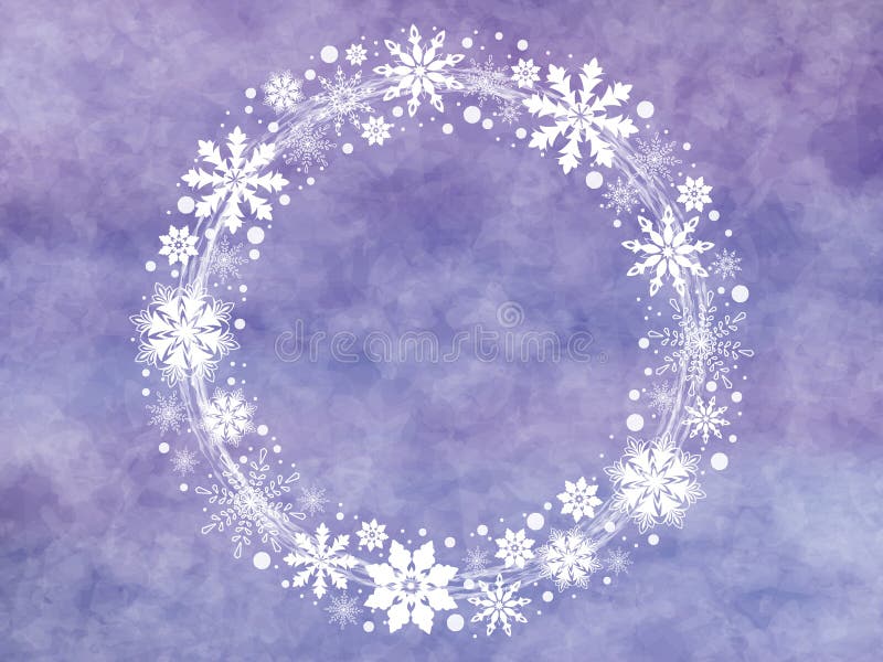White Snowflake Circle on Purple Background Stock Illustration ...