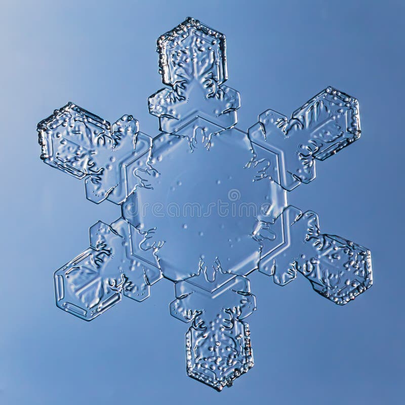 Snowflake Clear Crystal. Macro Photo of Real Snow Crystal on Glass ...