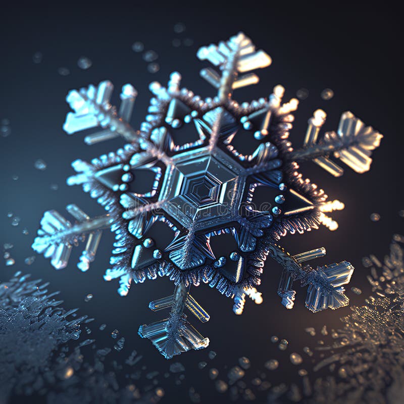 Snowflake Close Up. AI Render. Stock Illustration - Illustration of ...