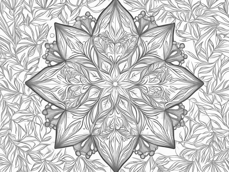 Snowflake Close Up Coloring Page Stock Illustration - Illustration of ...
