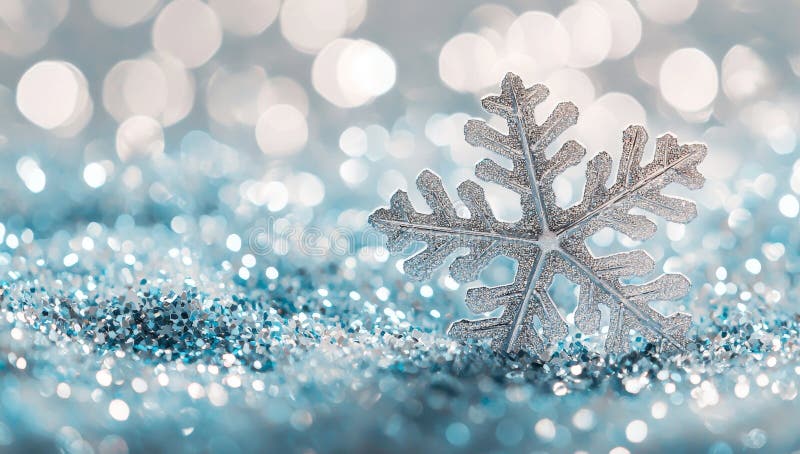 Snowflake Close-up in a Snowy Landscape Stock Image - Image of shimmer ...