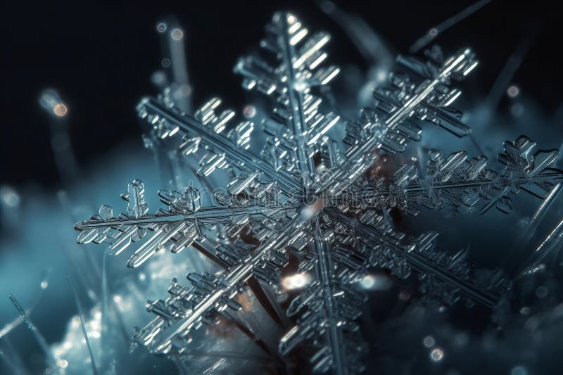 Snowflake Closeup, Frosy Winter. AI Generative. Magic Stock ...