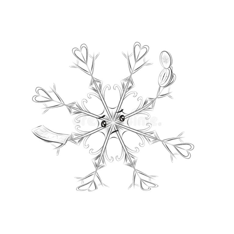 Snowflake with Compass and Map Stock Illustration - Illustration of ...