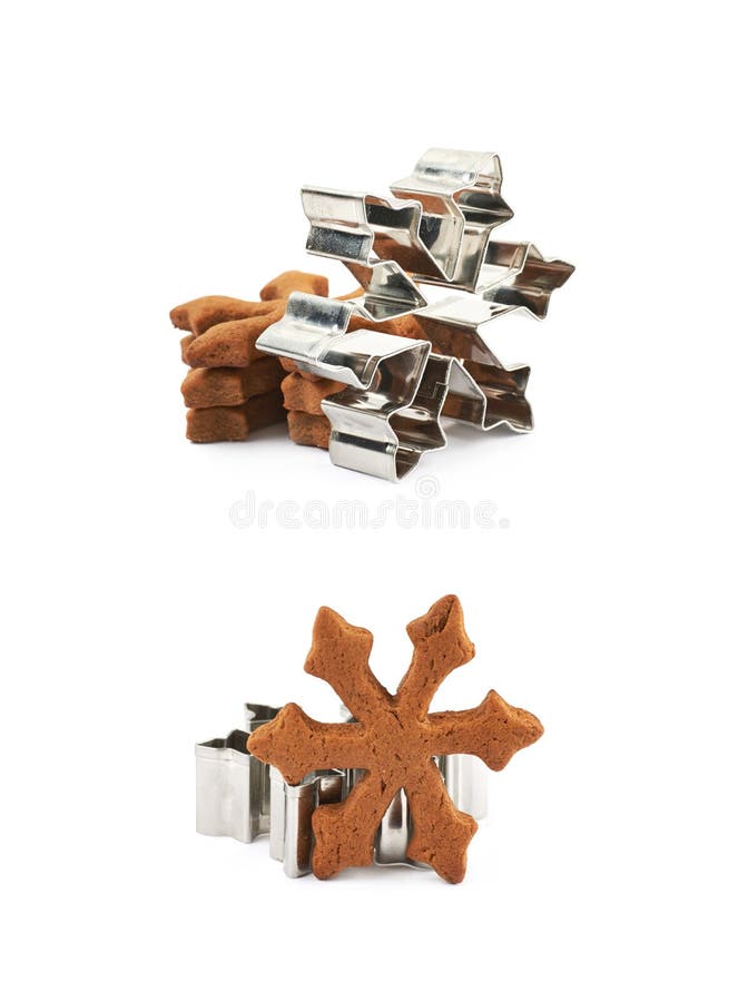 Snowflake Cookie and Metal Cutter Stock Image - Image of background ...