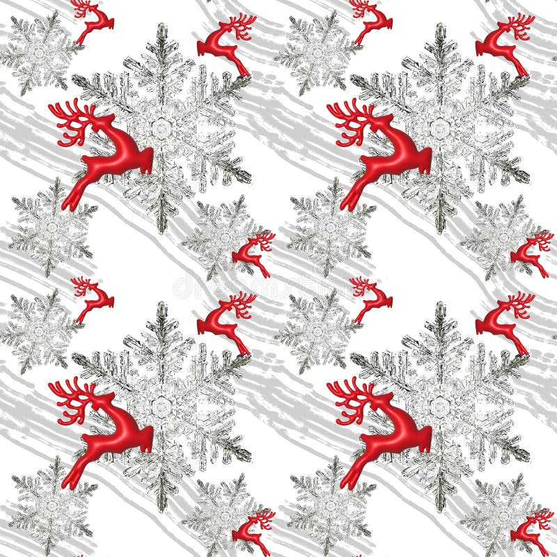 Snowflake and Deer Seamless Digital Pattern Stock Illustration ...