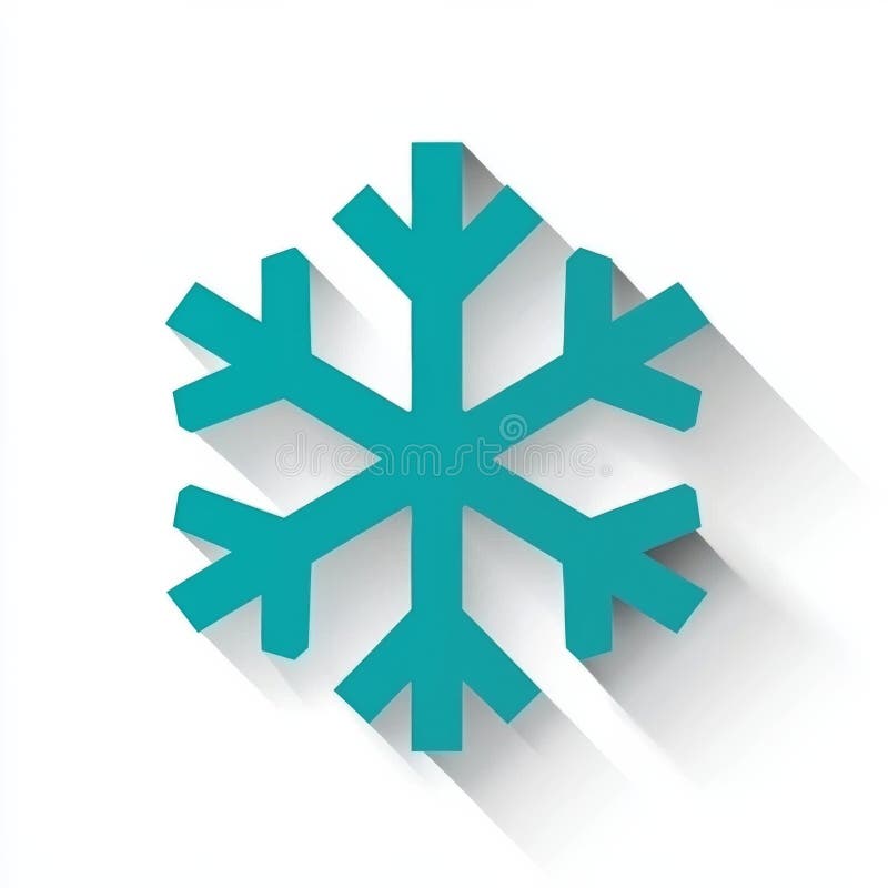 Snowflake Design in Teal Color with a Shadow Effect on a White ...