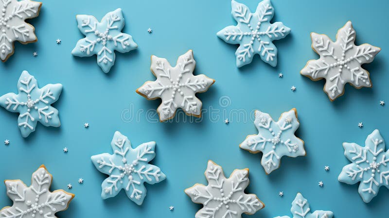 Snowflake Designs on a Blue Colored Background. Stock Illustration ...
