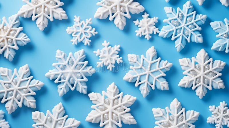 Snowflake Designs on a Blue Colored Background. Stock Illustration ...