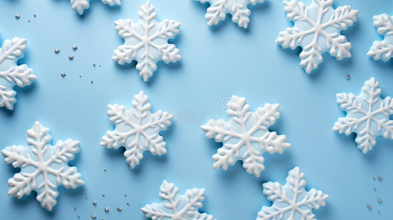 Snowflake Designs on a Blue Colored Background. Stock Illustration ...