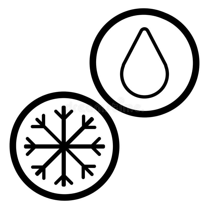 Snowflake and Drop Vector Icon. Black and White Snow and Rain ...