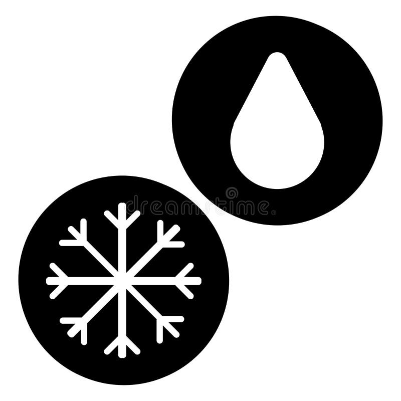 Snowflake and Drop Vector Icon. Black and White Snow and Rain ...